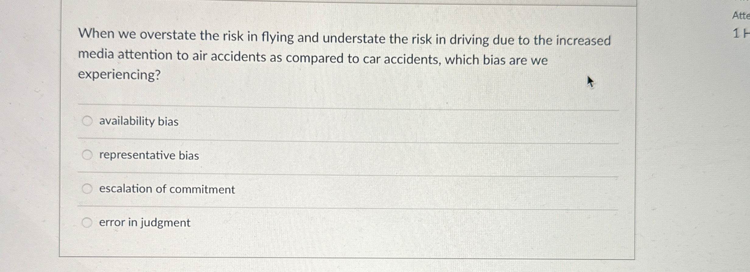 Solved When we overstate the risk in flying and understate | Chegg.com