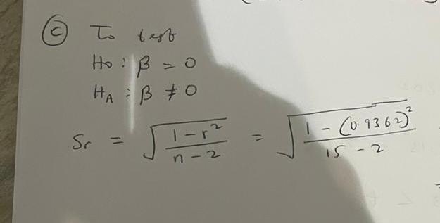 Solved e) Determine the equation of the linear regression | Chegg.com
