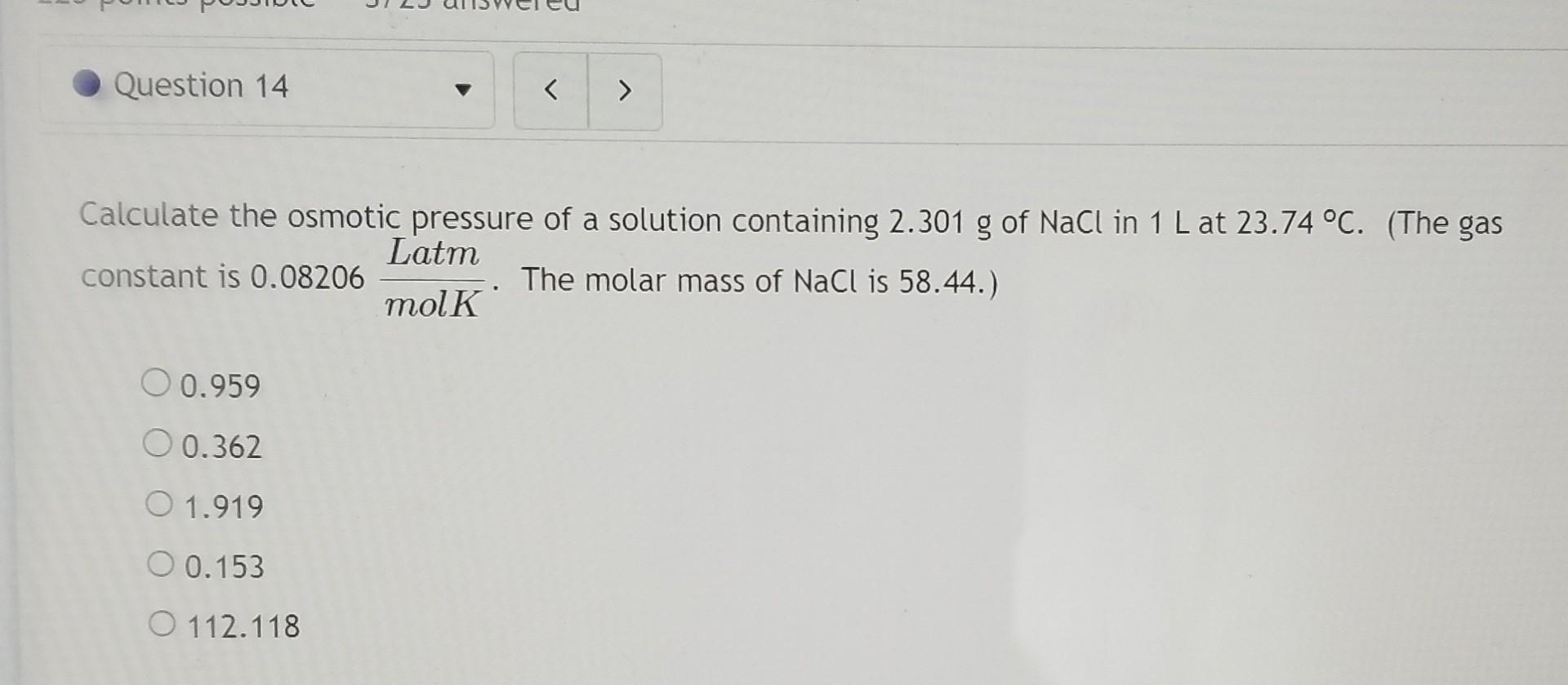 Solved Calculate the osmotic pressure of a solution | Chegg.com