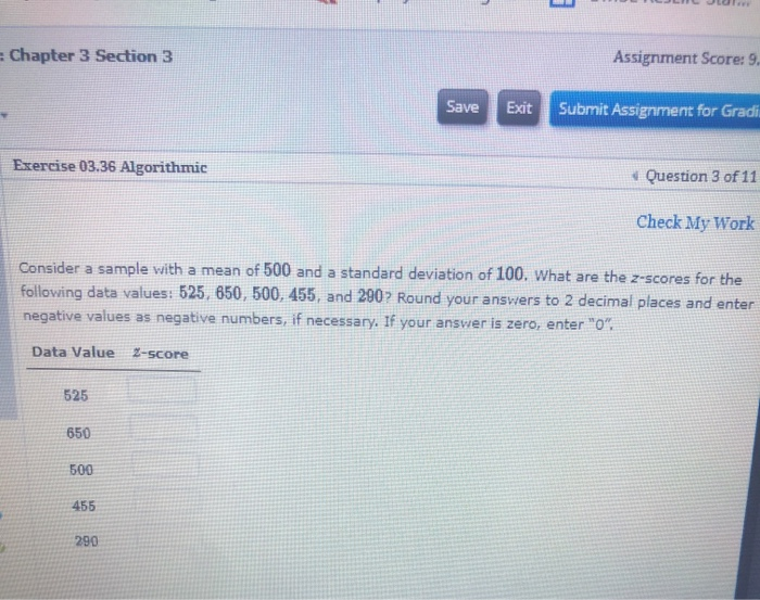 Solved = Chapter 3 Section 3 Assignment Score: 9. Save Exit | Chegg.com
