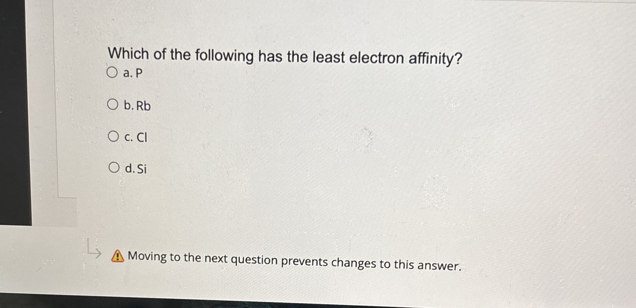 Solved Which of the following has the least electron | Chegg.com