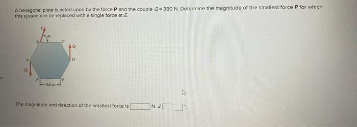 Solved A hexagonal plate is acted upon by the force P and | Chegg.com