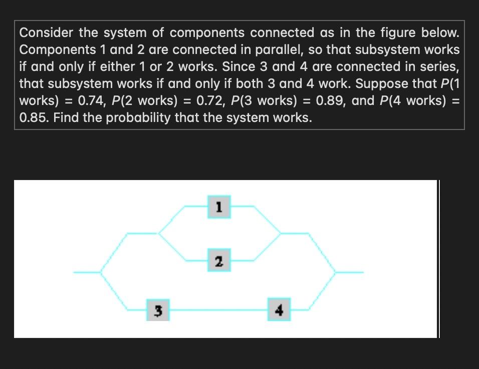 Solved Consider the system of components connected as in the | Chegg.com