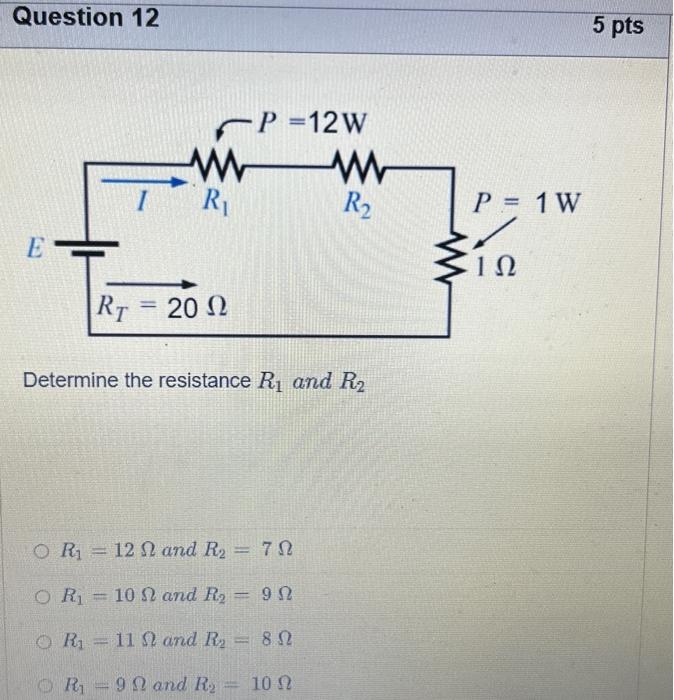 Solved Determine the resistance R1 and R2 R1=12Ω and R2=7Ω | Chegg.com