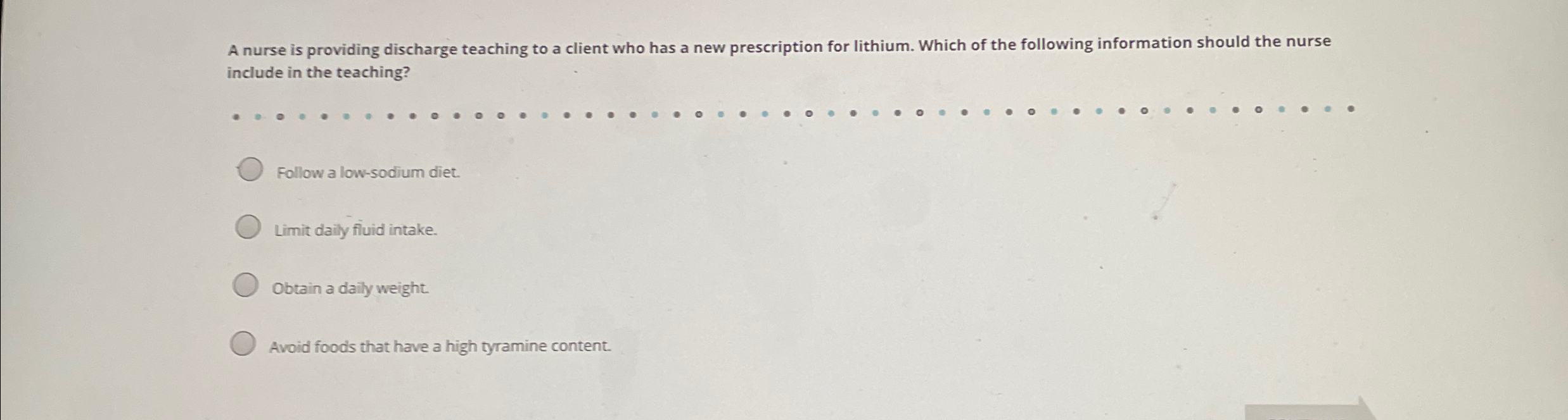 Solved A nurse is providing discharge teaching to a client | Chegg.com