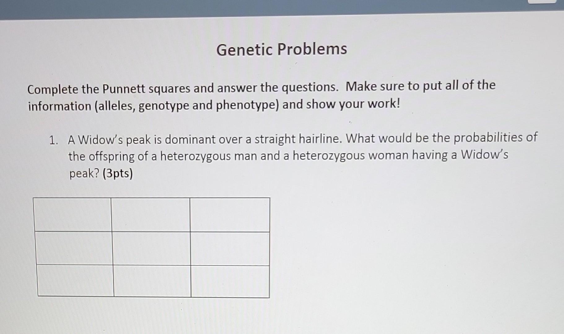 Solved Complete the Punnett squares and answer the | Chegg.com