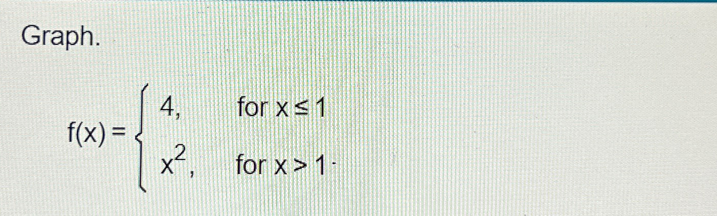 Solved Graph.f(x)={4, for x≤1x2, for x>1 | Chegg.com