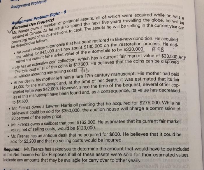 Solved Assignment Problems Assignment Problem Eight - 8 | Chegg.com