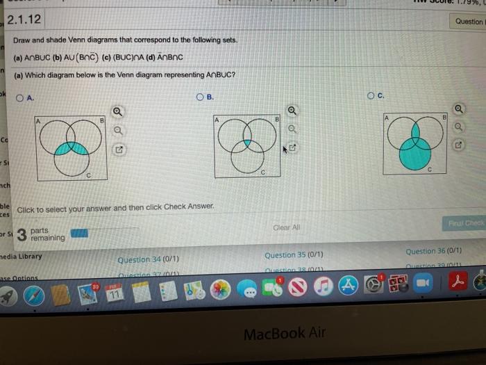 Solved 2.1.12 Question Draw and shade Venn diagrams that | Chegg.com