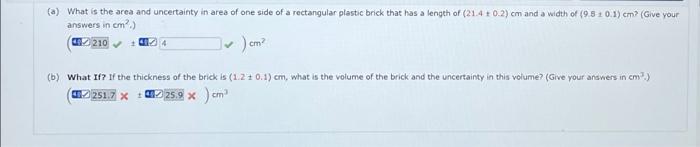 Solved (a) What is the area and uncertainty in area of one | Chegg.com