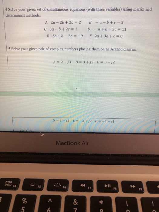Solved 4 Solve your given set of simultaneous equations | Chegg.com