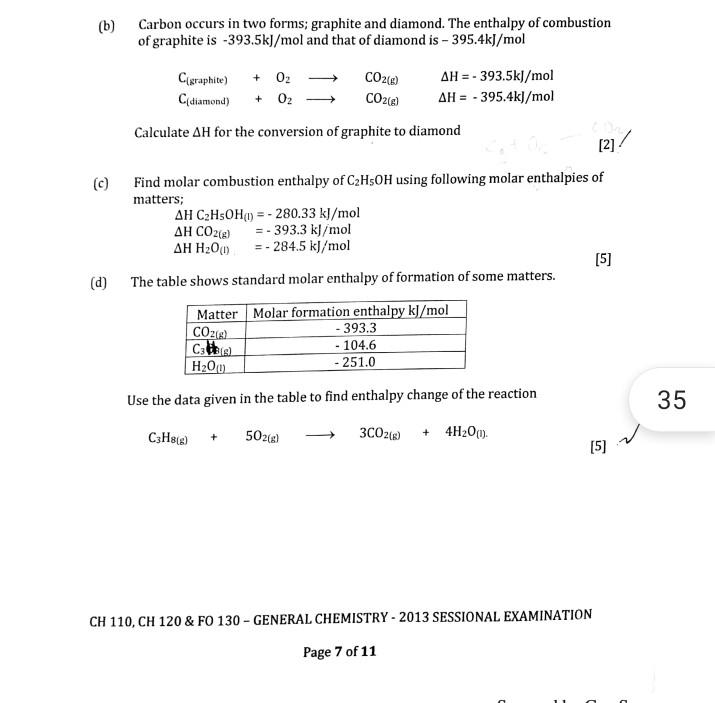 Solved (b) Carbon occurs in two forms; graphite and diamond. | Chegg.com