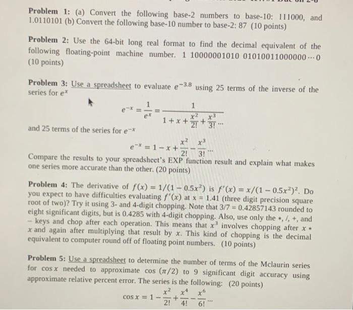 Solved al *** Problem 1: (a) Convert the following base-2 | Chegg.com
