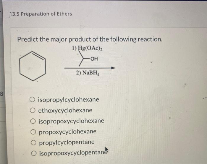 Solved 13.5 Preparation of Ethers Predict the major product | Chegg.com