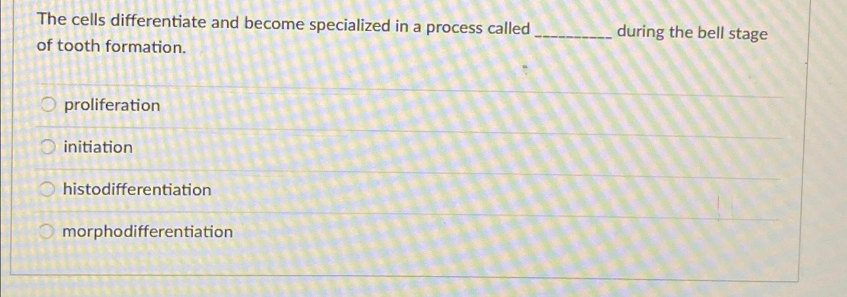 Solved The cells differentiate and become specialized in a | Chegg.com