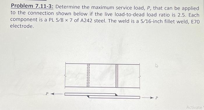Solved Problem 7.11-3: Determine the maximum service load, | Chegg.com
