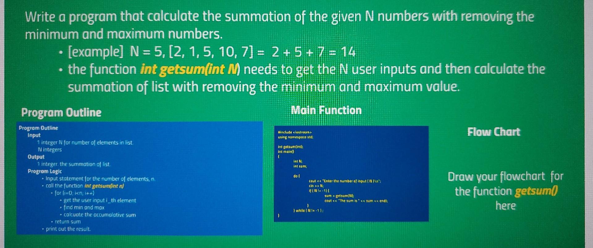 Solved Write a program that calculate the summation of the | Chegg.com