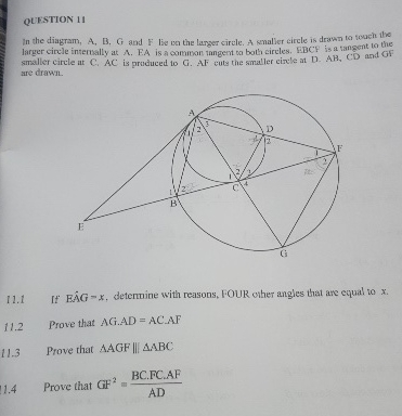 Solved QUESTION 11In the diagram, A, ﻿B, ﻿Gr and F lie ba | Chegg.com