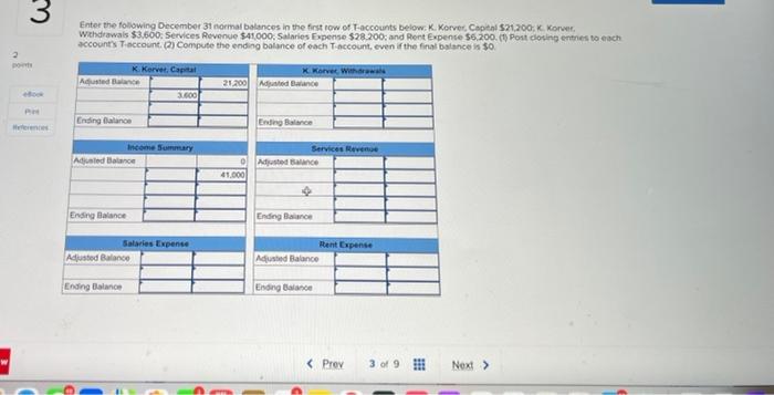 Solved 3 Enter the following December 31 normal balances in | Chegg.com