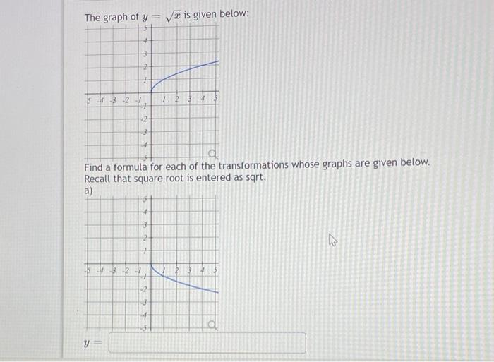 Solved The graph of y=x is given below: Find a formula for | Chegg.com