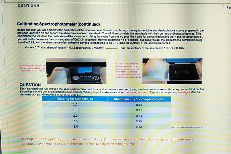 Solved QUESTION 5 N Calibrating Spectrophotometer | Chegg.com