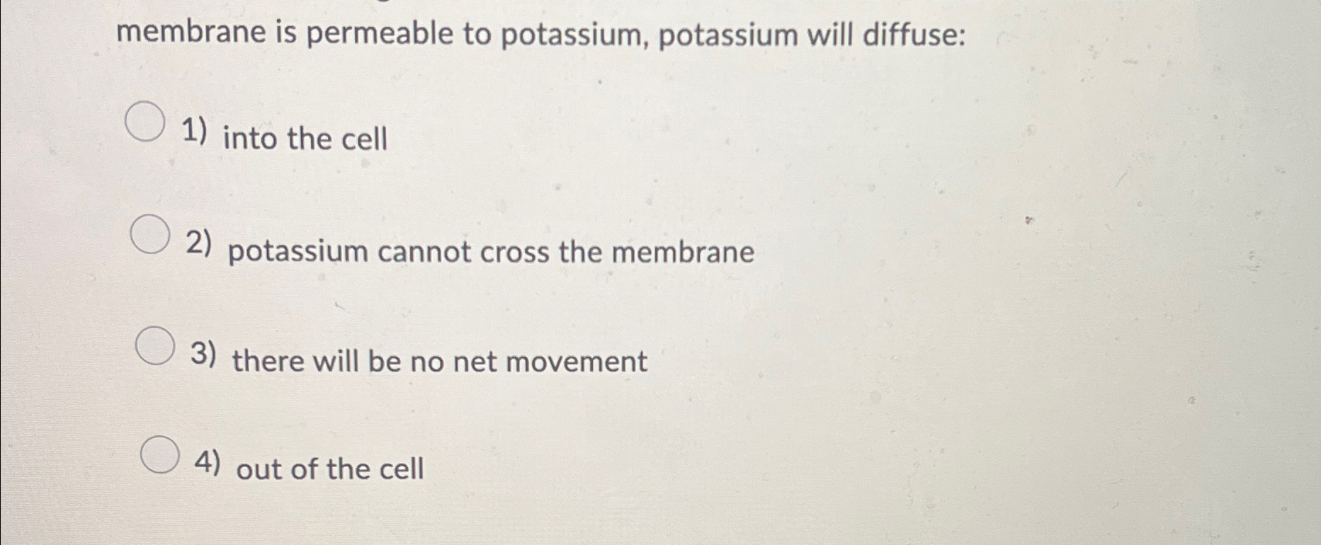 Solved membrane is permeable to potassium, potassium will | Chegg.com