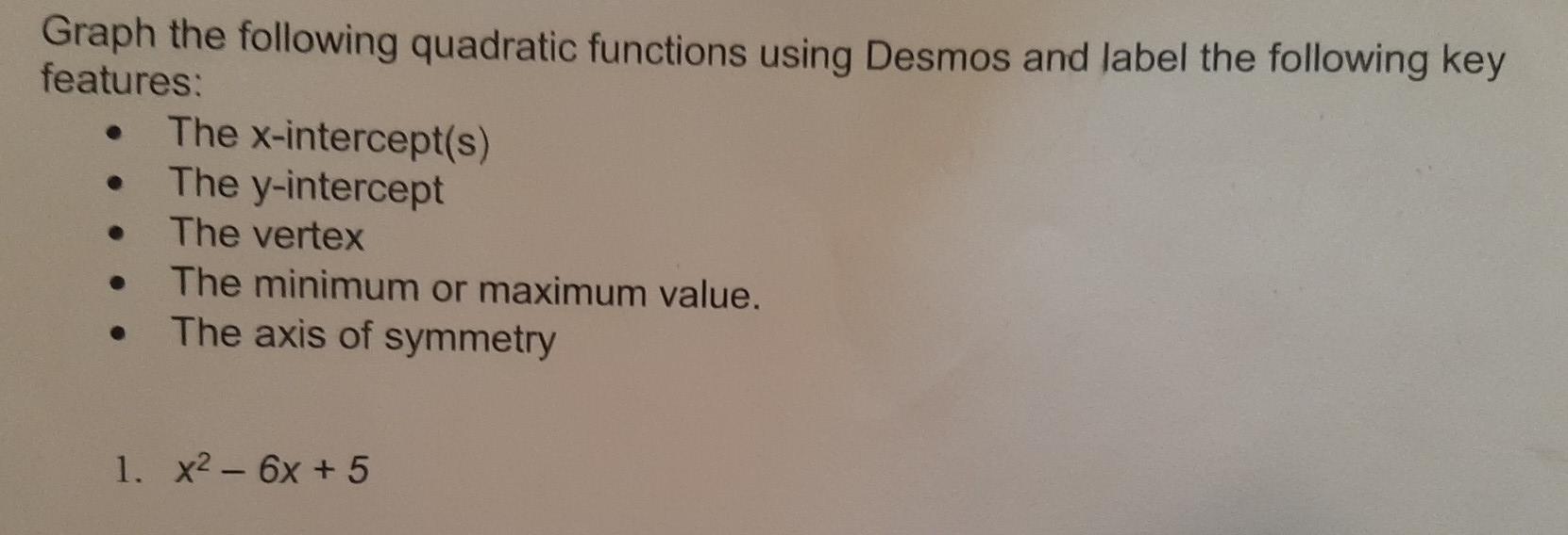 Solved Graph the following quadratic functions using Desmos | Chegg.com