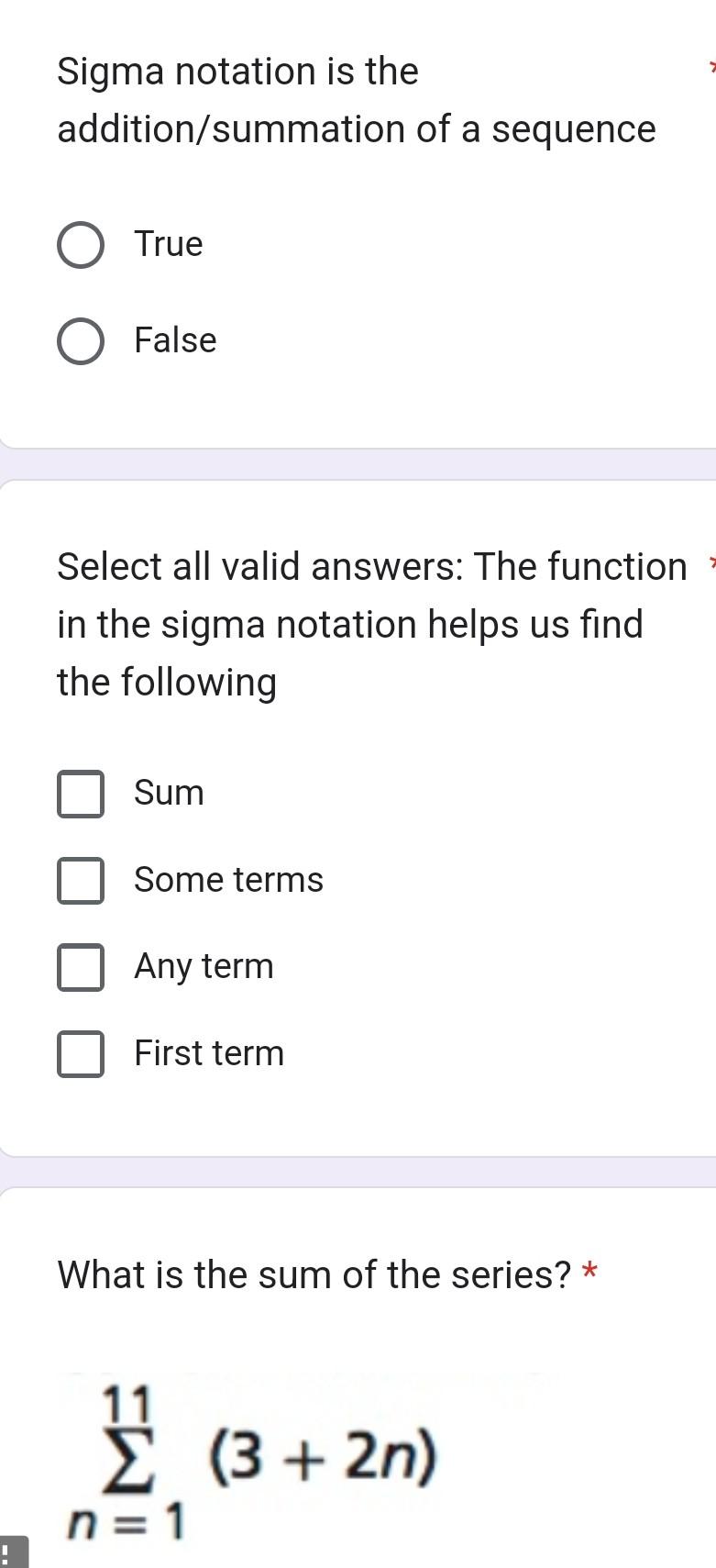 Solved Sigma notation is the addition/summation of a | Chegg.com