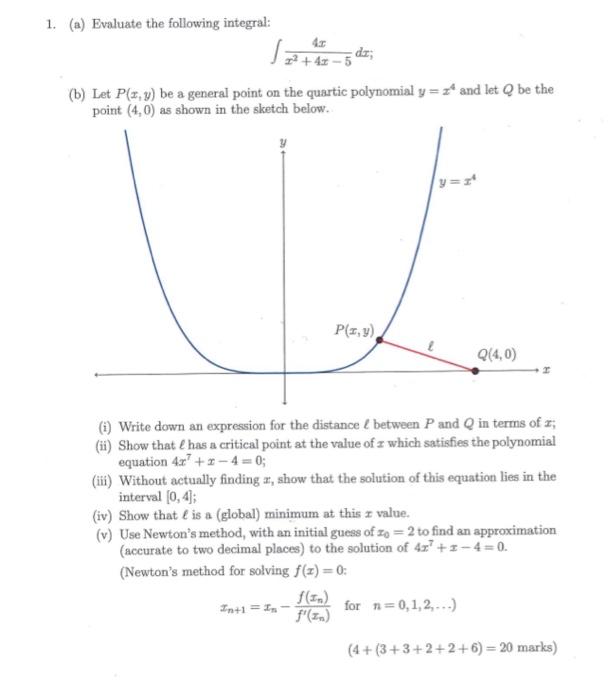 Solved 1. (a) Evaluate the following integral: ∫x2+4x−54xdx | Chegg.com