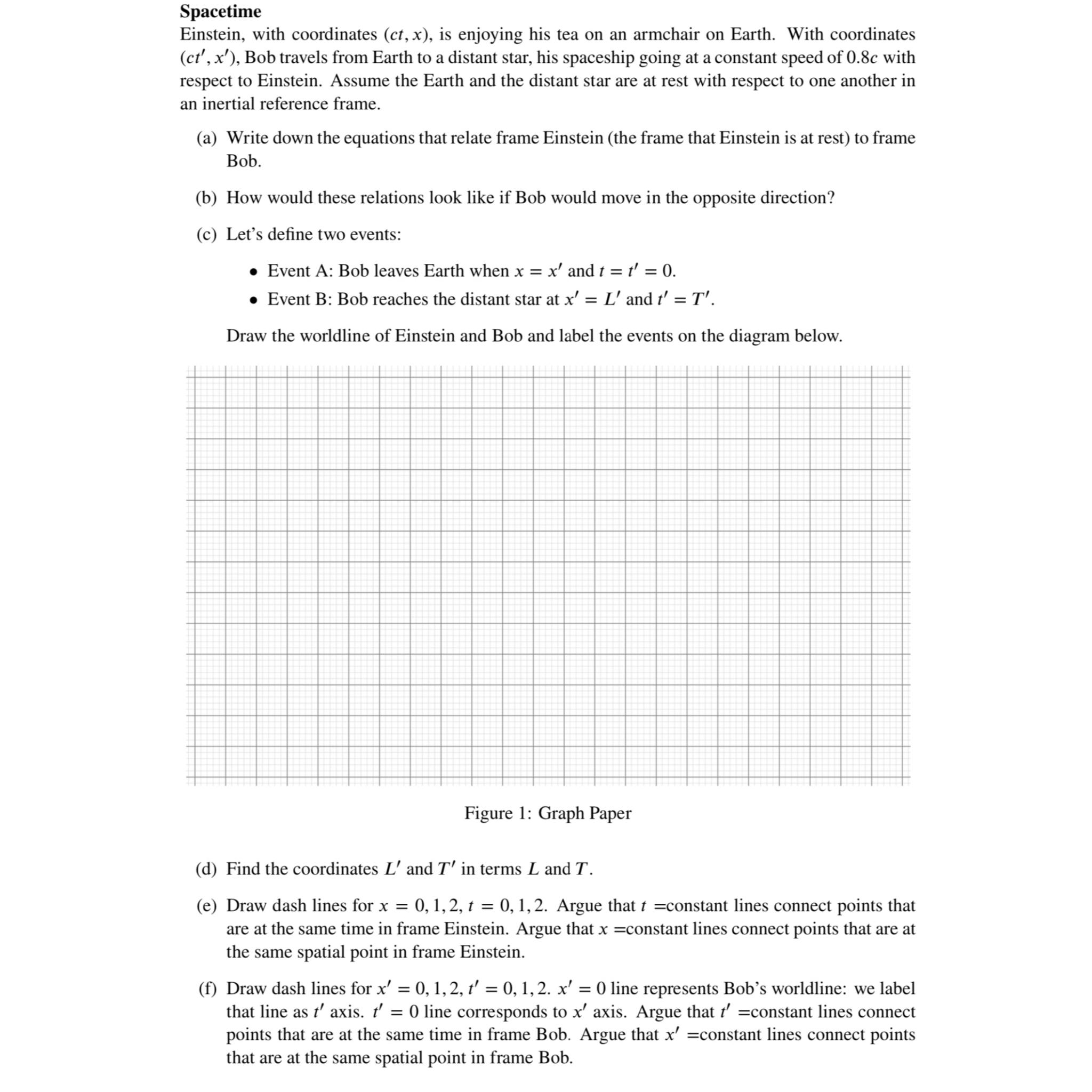 Solved SpacetimeEinstein, with coordinates (ct,x), ﻿is | Chegg.com