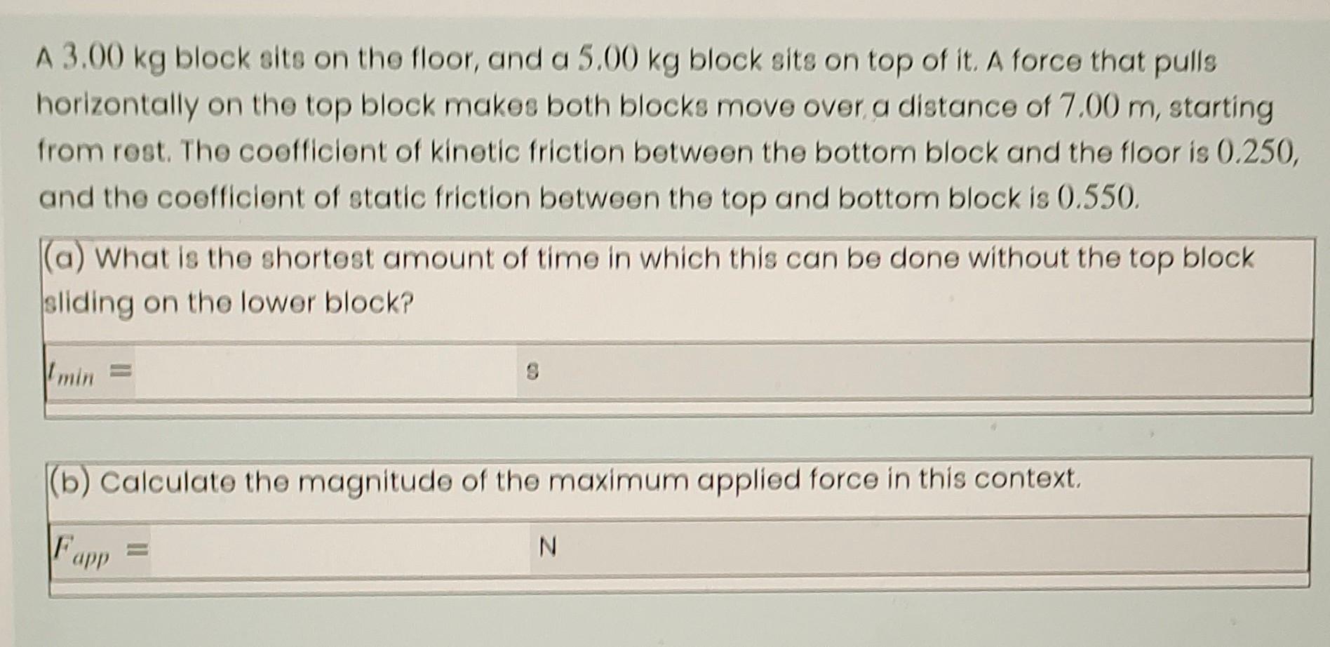 Solved A 3.00 kg block sits on the floor, and a 5.00 kg | Chegg.com
