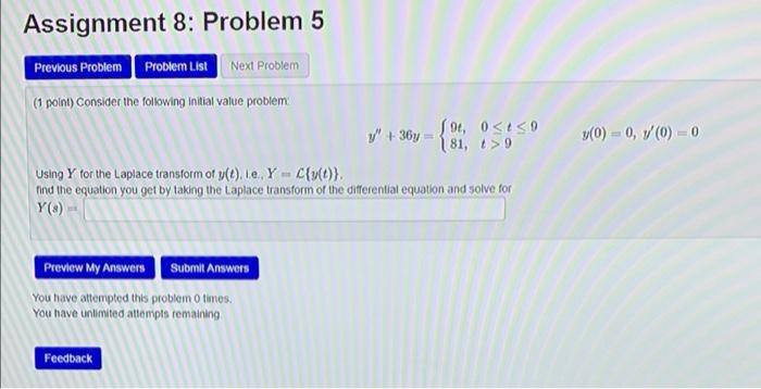 Solved Assignment 8 Problem 4 Previous Problem Problem List 0000
