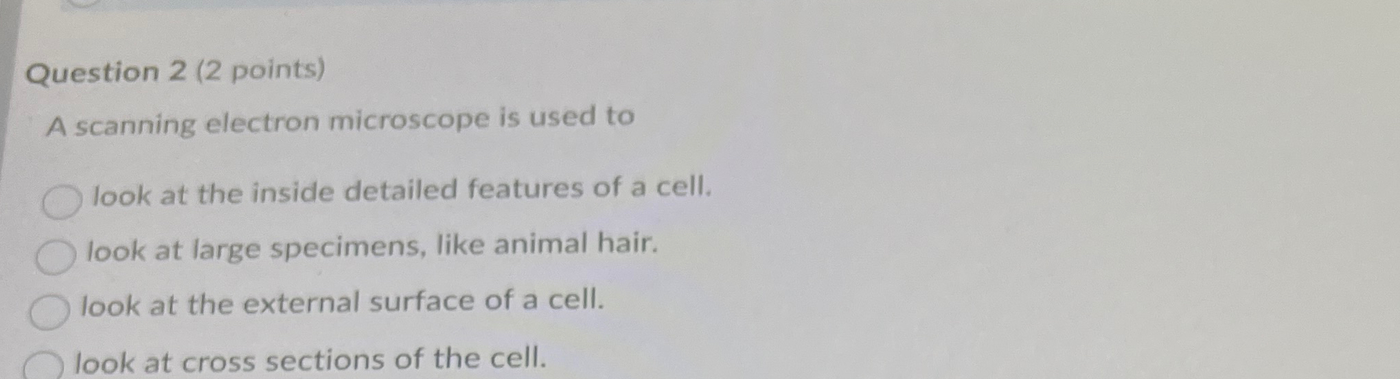 Solved Question 2 (2 ﻿points)A scanning electron microscope | Chegg.com