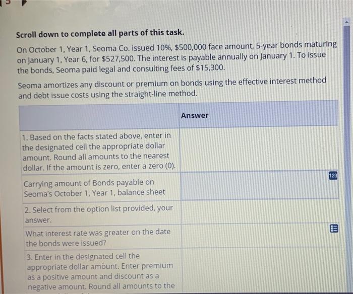 Solved Scroll down to complete all parts of this task. On | Chegg.com