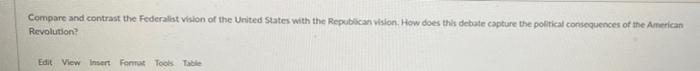 Compare and contrast the Federalist Vision of the | Chegg.com