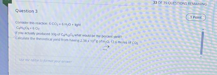 Solved Consider this reaction 6CO2+6H2O+ ight C6H12O6+6O2 If | Chegg.com