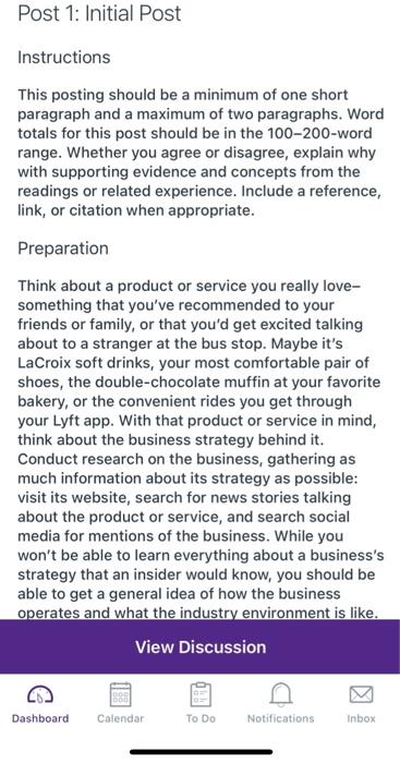Solved Post 1: Initial Post Instructions This posting should | Chegg.com