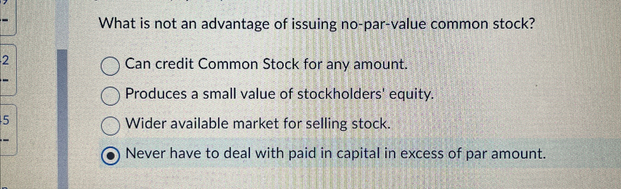 Solved What is not an advantage of issuing no-par-value | Chegg.com