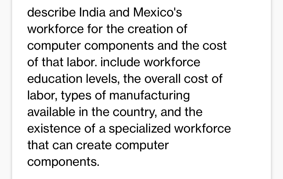 Solved describe India and Mexico's workforce for the | Chegg.com