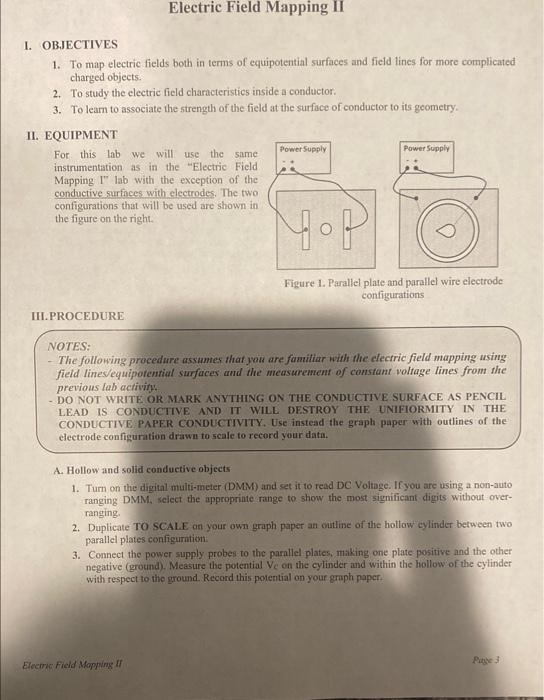 I. OBJECTIVES 1. To map electric fields both in terms | Chegg.com