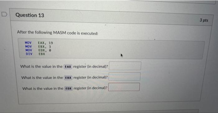 Solved After the following MASM code is executed: What is | Chegg.com Solved After the following MASM code is executed: What is | Chegg.com