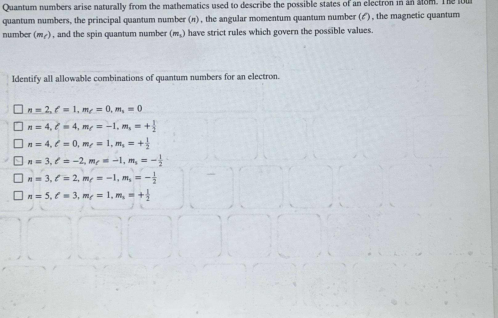 Solved Quantum numbers arise naturally from the mathematics | Chegg.com