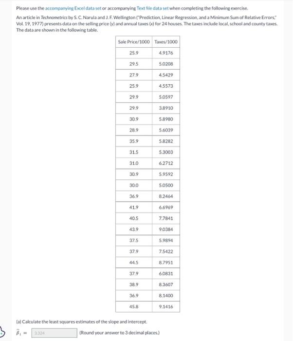 Solved Please use the accompanying Excel data set or | Chegg.com