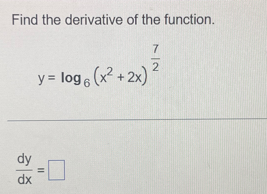 Solved Find the derivative of the | Chegg.com