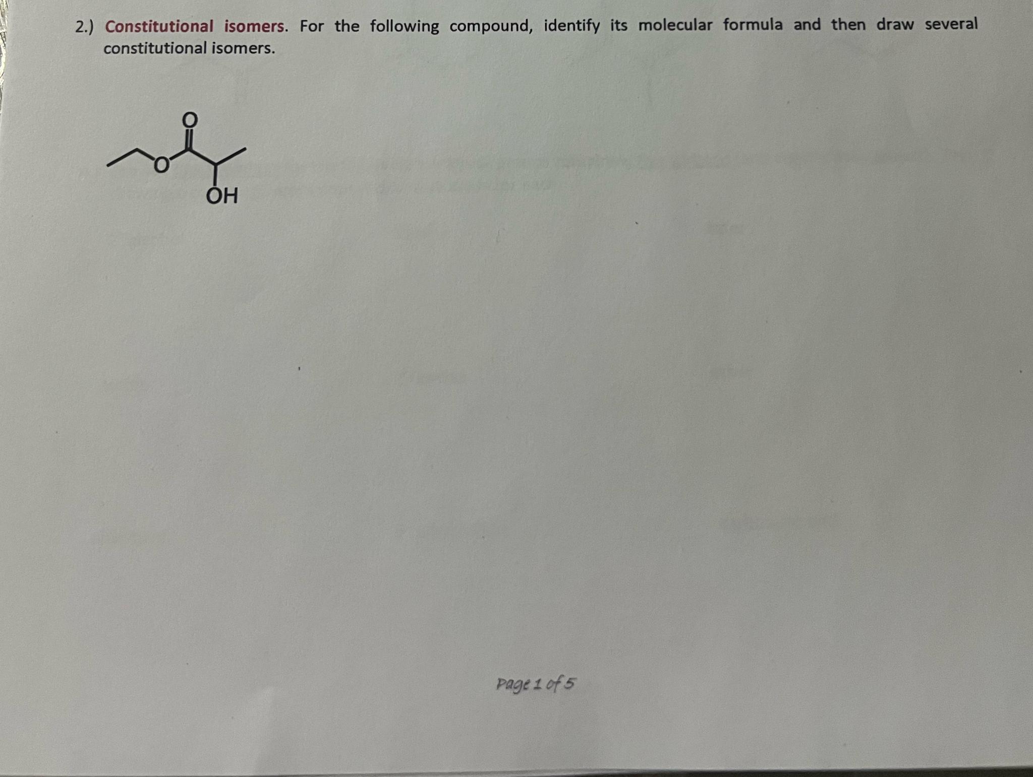 Solved 2.) ﻿Constitutional isomers. For the following | Chegg.com