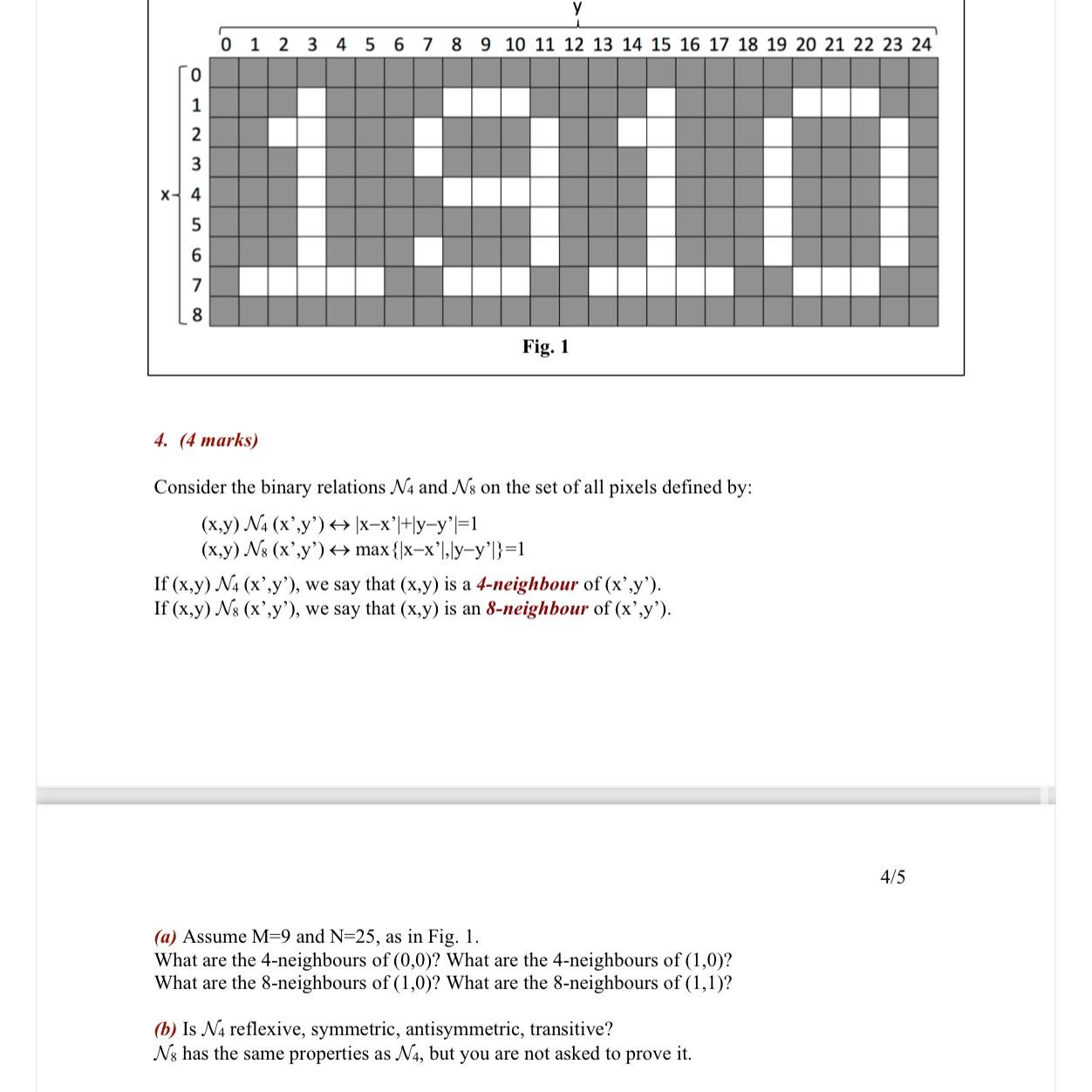 Solved (4 ﻿marks)Consider the binary relations N4 ﻿and N8 | Chegg.com