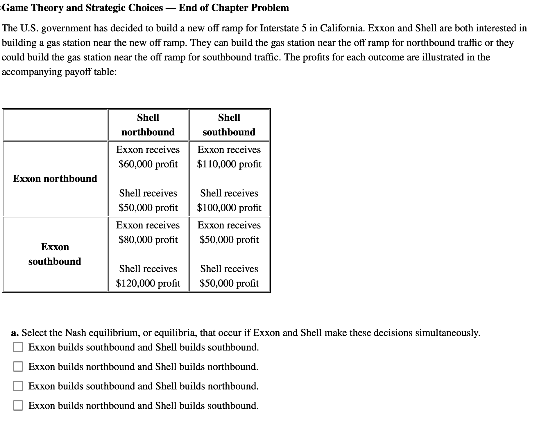 Solved Game Theory and Strategic Choices - ﻿End of Chapter | Chegg.com