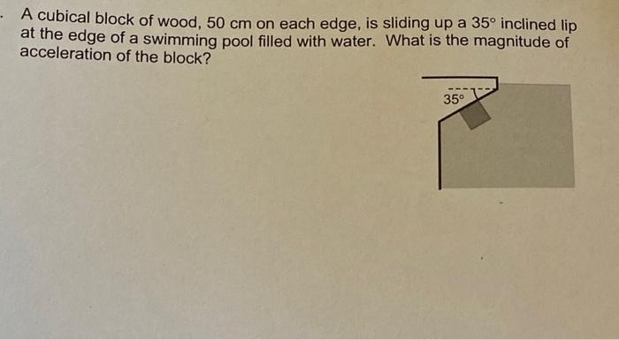 Solved A cubical block of wood, 50 cm on each edge, is | Chegg.com