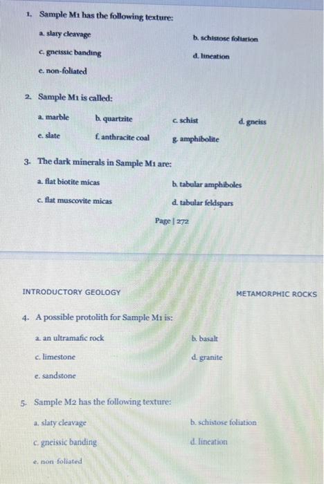 Solved 11.4 LAB EXERCISE Part A - Metamorphic Rock | Chegg.com