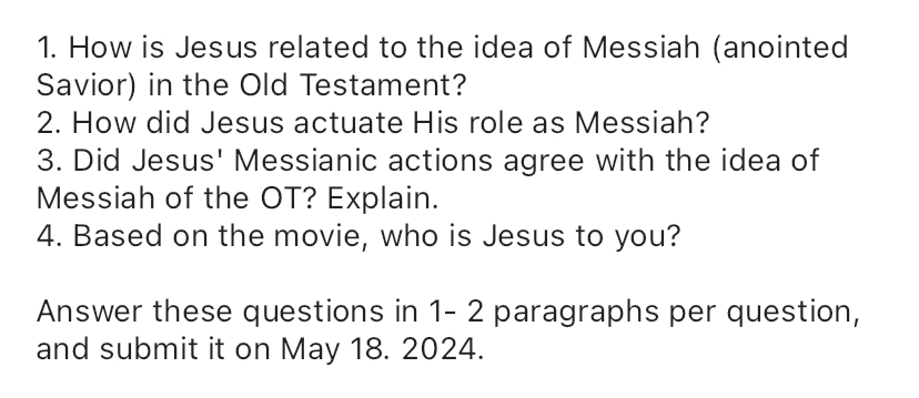 Solved How is Jesus related to the idea of Messiah (anointed | Chegg.com